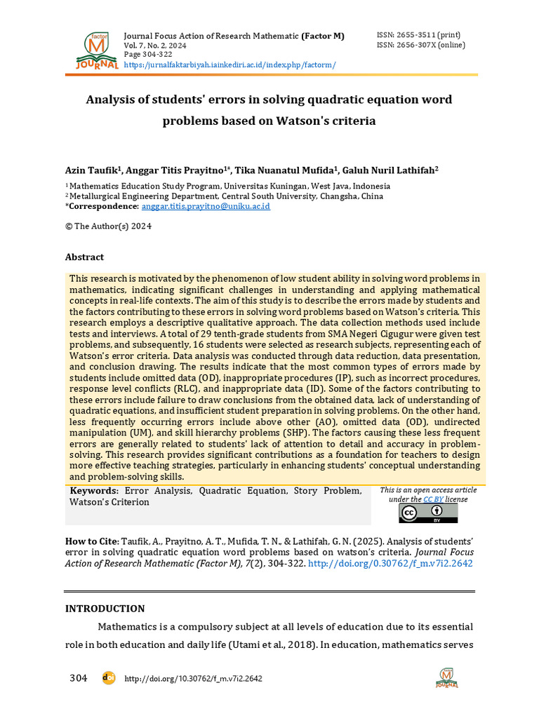 FactorM v7n2 2024 2642 Azin | PDF | Mathematics | Equations