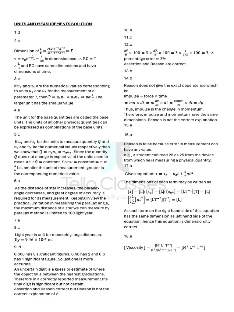 Units and Measurements Explained | PDF | Significant Figures | Measurement