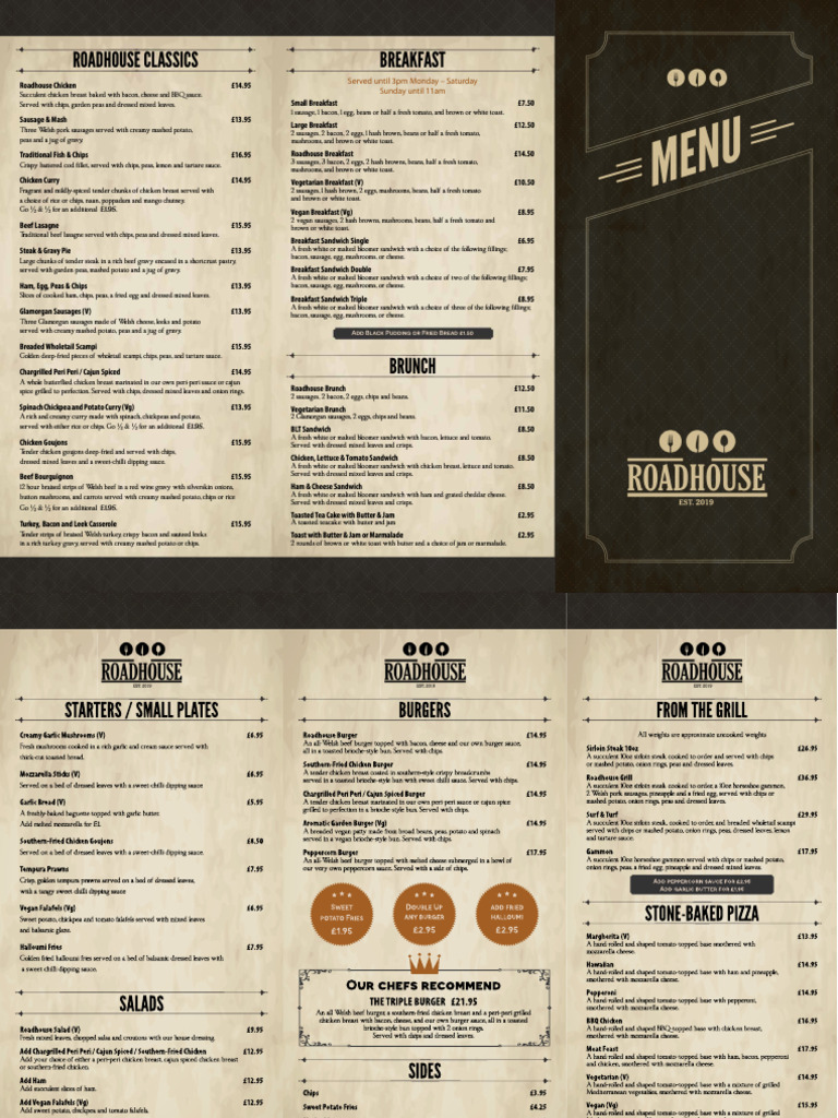 Roadhouse Menu and Prices 2025 | PDF | Sausage | French Fries