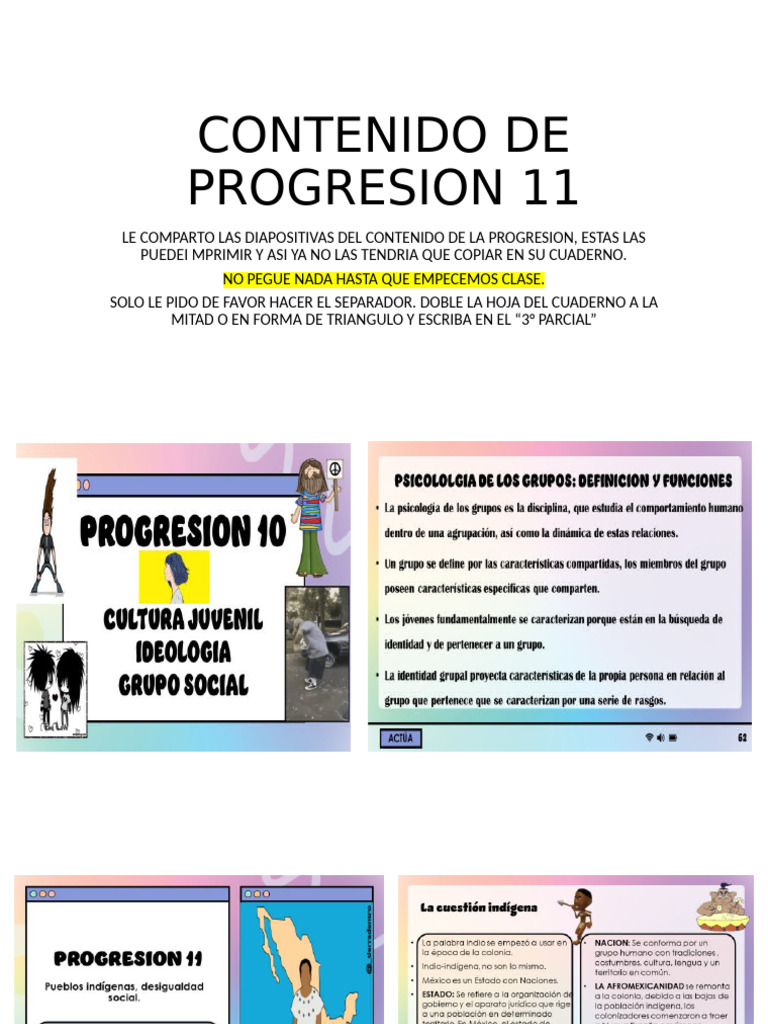 Contenido de Progresion 10 y 11 | PDF