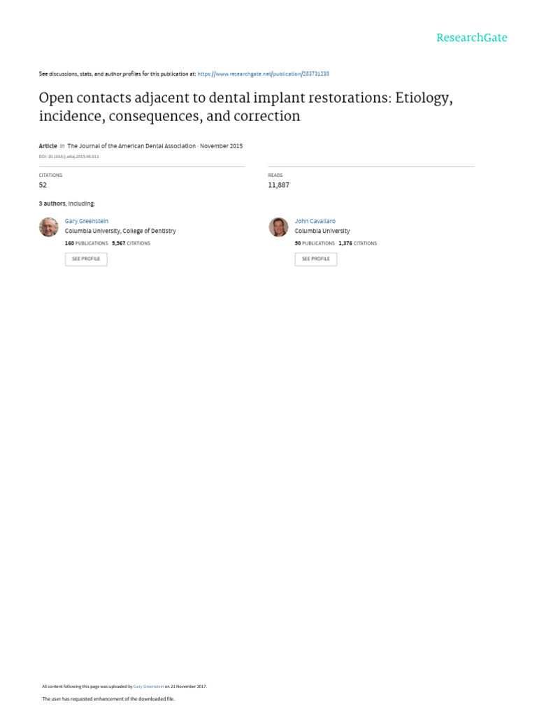 Open Contacts in Dental Implants | PDF | Dental Implant | Human Tooth