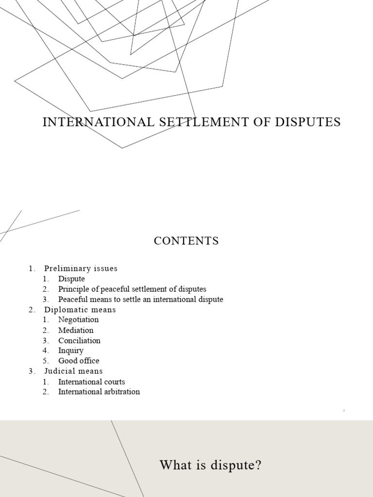 International Settlement of Disputes | PDF | Arbitration | Mediation