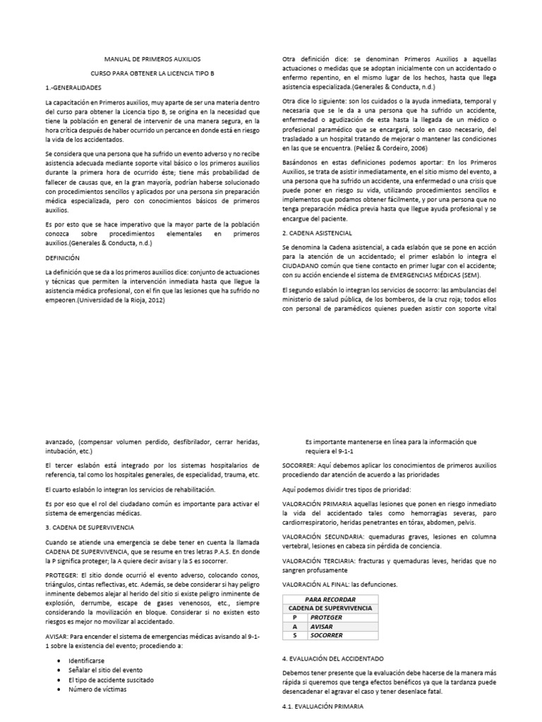 Manual Primeros Auxilios | PDF | Quemar | Reanimación cardiopulmonar