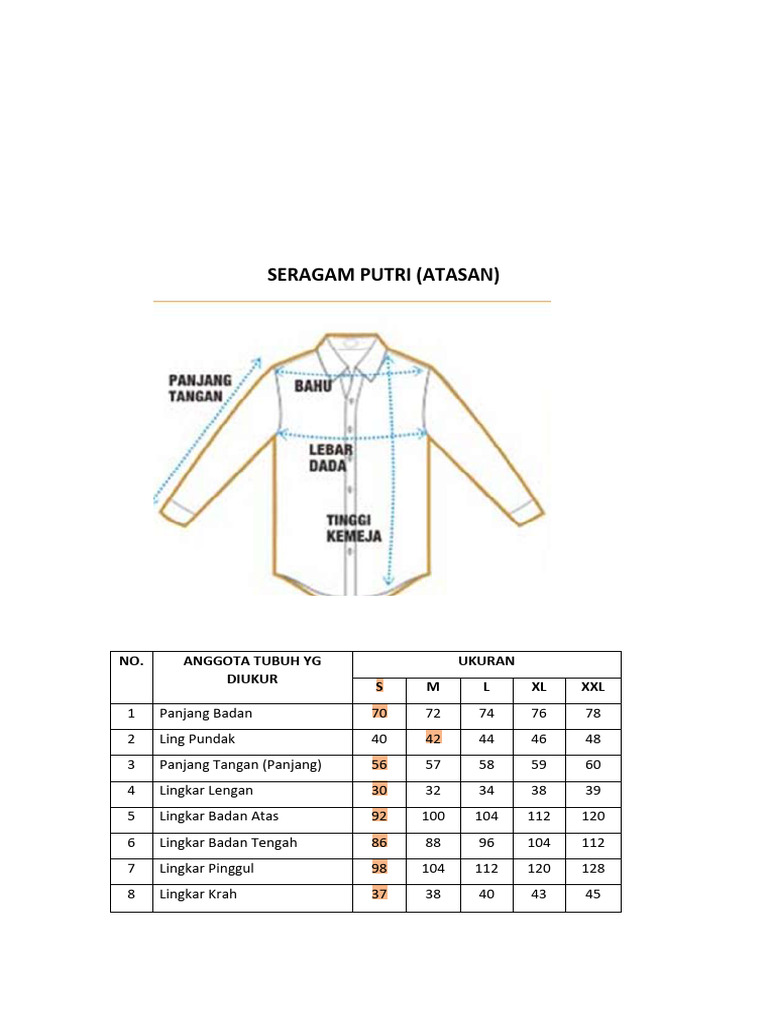 Form Ukuran Seragam Hijab s1 Kep Julia Dewi Lestari | PDF