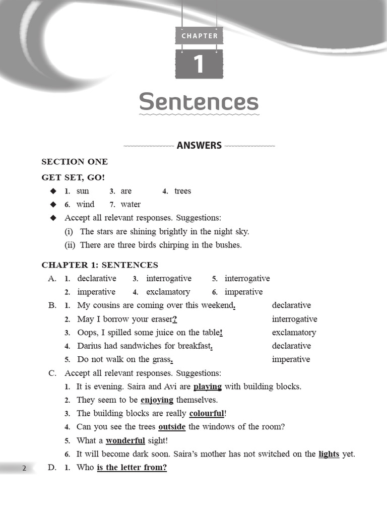 Class 5 English Grammar Answer Key | PDF | Mango