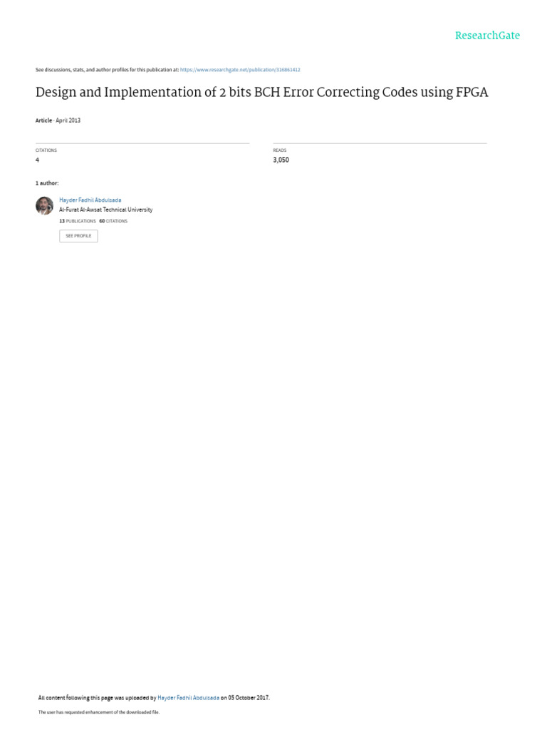 04 Design and Implementation of 2 Bits BCH Error Correcting Codes Using FPGA | PDF | Computer ...