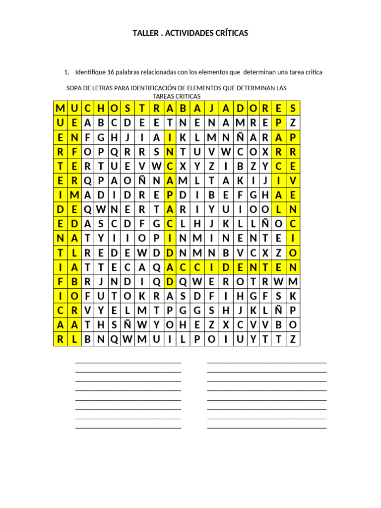 Taller 2 Actividades Criticas | PDF