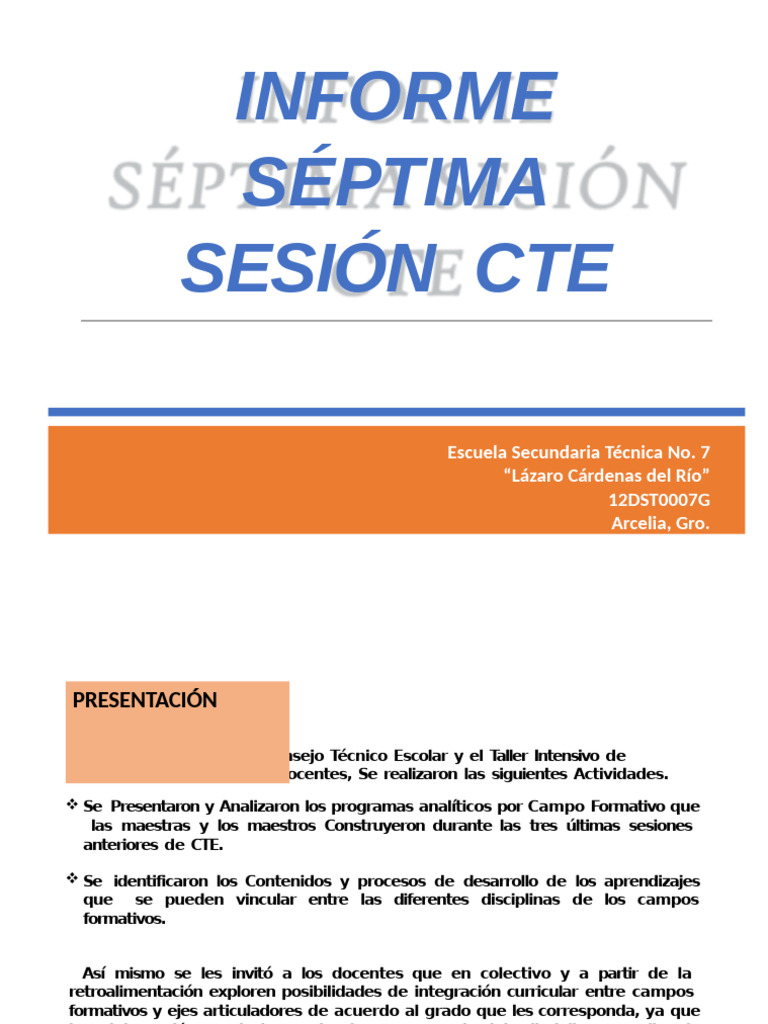 Informe 7 Sesion Cte | PDF | Enseñando | Educación Secundaria