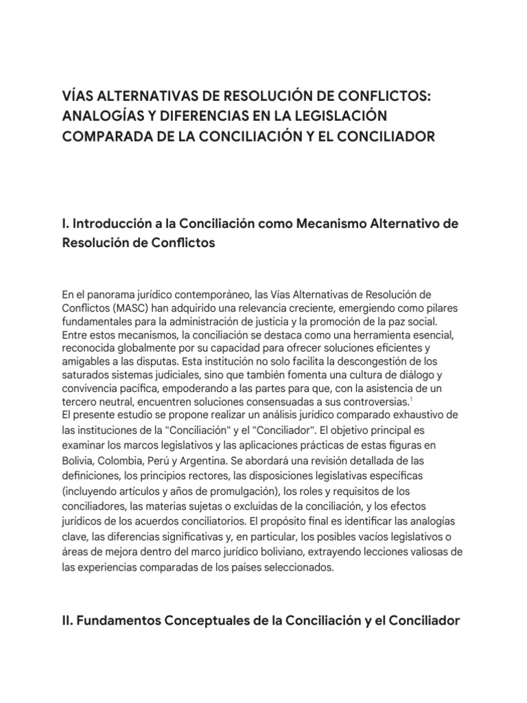 Conciliación y Conciliador - Legislación Comparada | PDF | Mediación ...