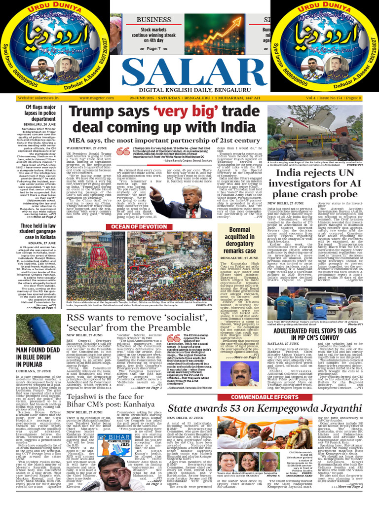 Salar English 28-6-2025 | PDF