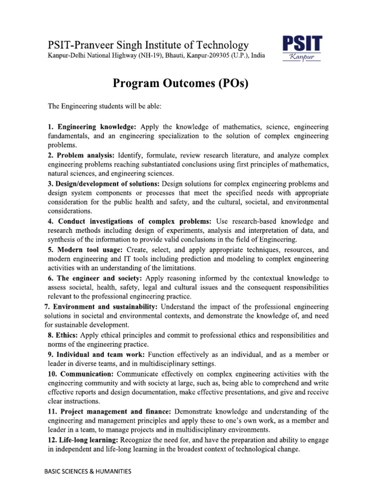 Program Outcome (Printout) | PDF