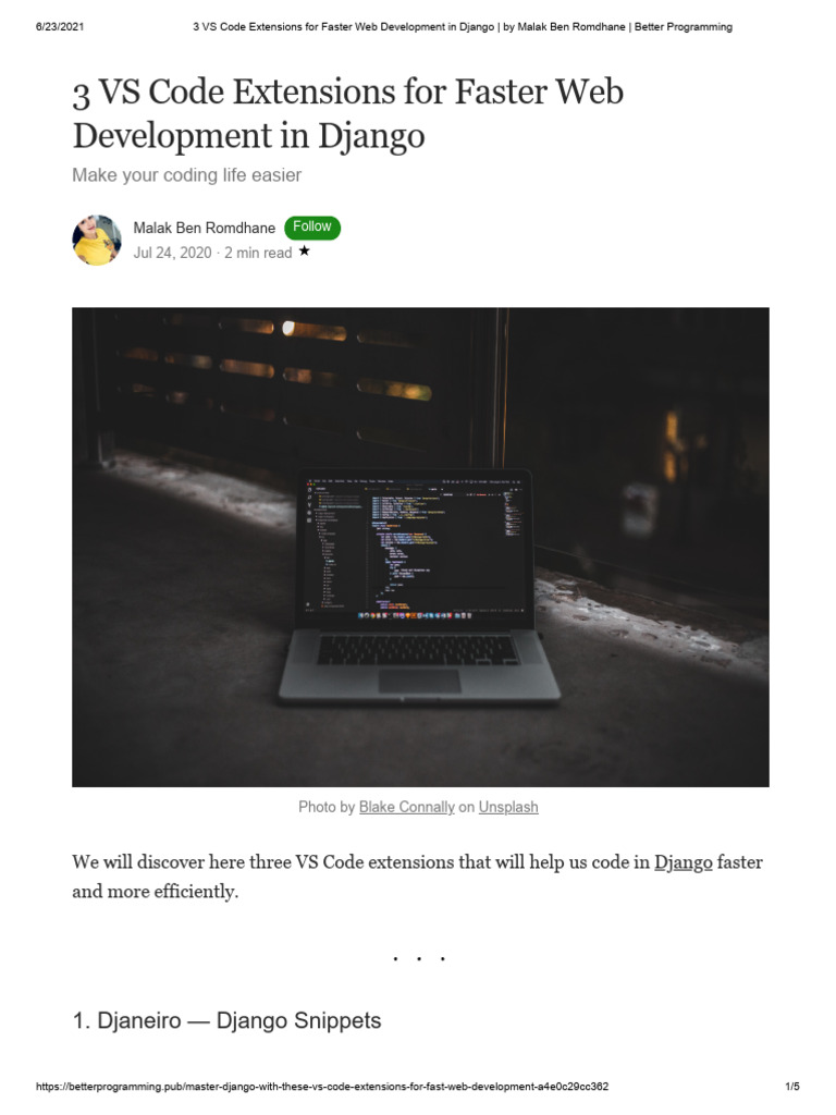 3 Vs Code Extensions For Faster Web Development in Django - by Malak Ben Romdhane - Better ...