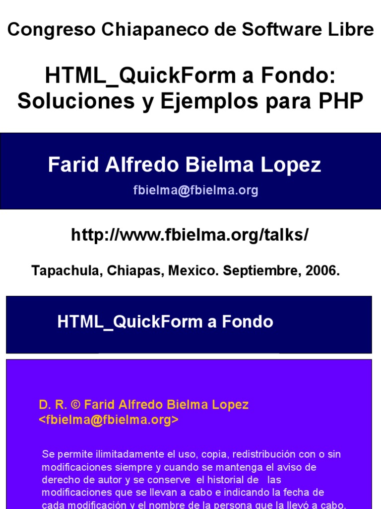 Guía de HTML_QuickForm para PHP | PDF | Servidor web | Internet y web
