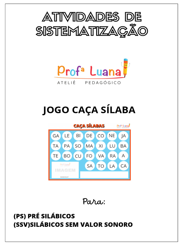 Atividades para Pré Silábicos e Silábicos | PDF