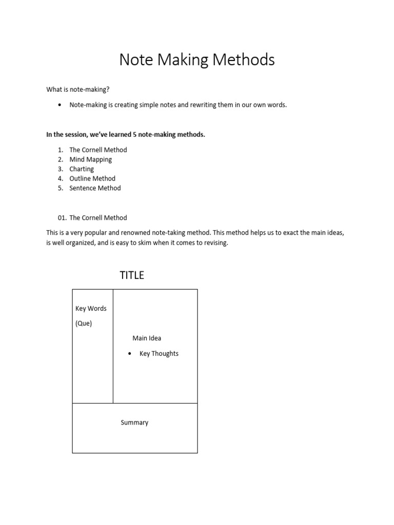 Note Making Methods - Team Thrice | PDF