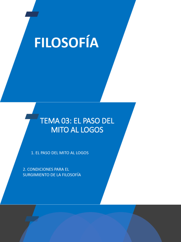 FILOSOFÍA SEM 3 Del Mitos Al Logos | PDF | Mitología griega | Platón