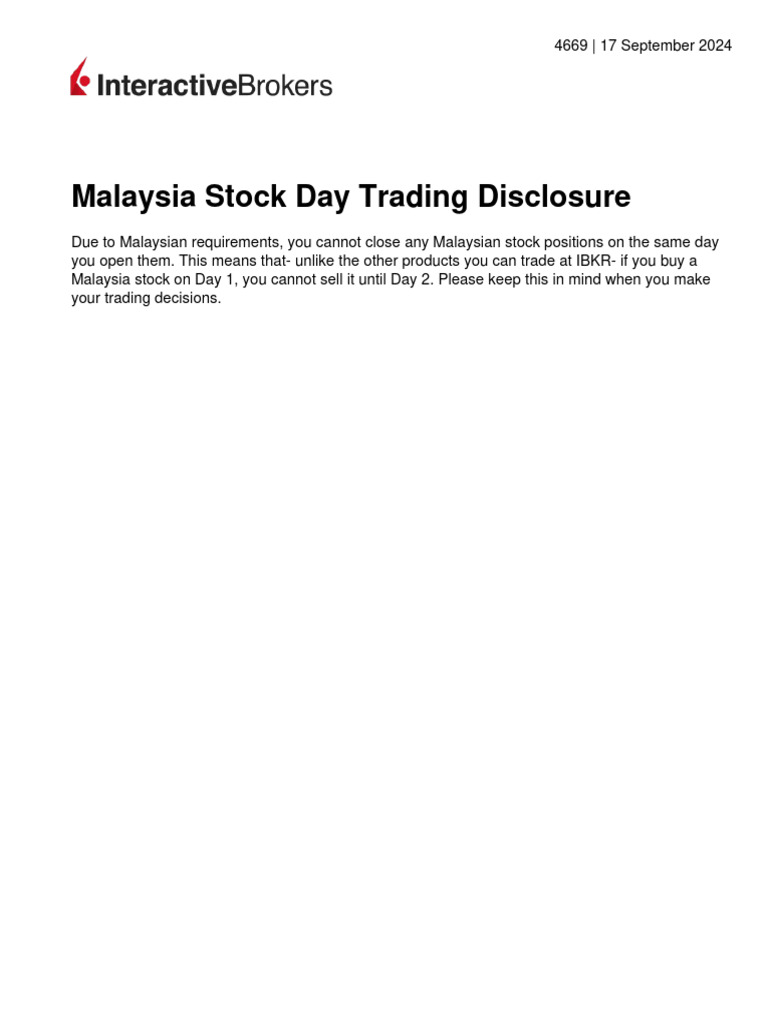 Malaysia Stock Day Trading Disclosure | PDF