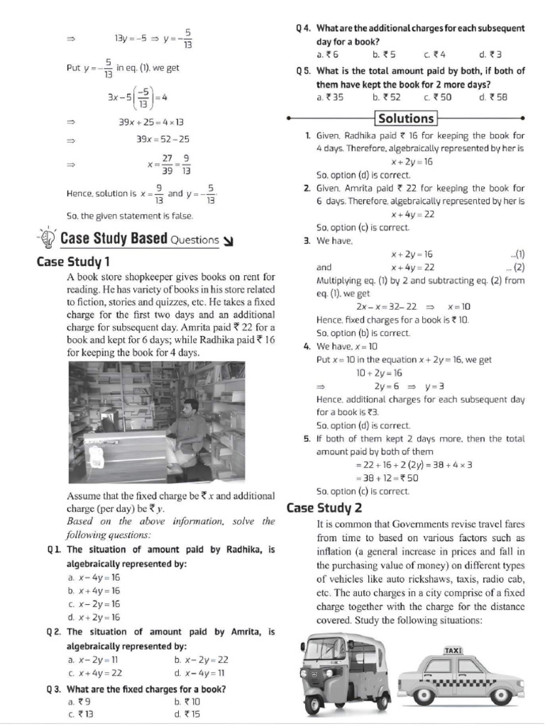 Pair of Linear Equations in Two Variable | PDF