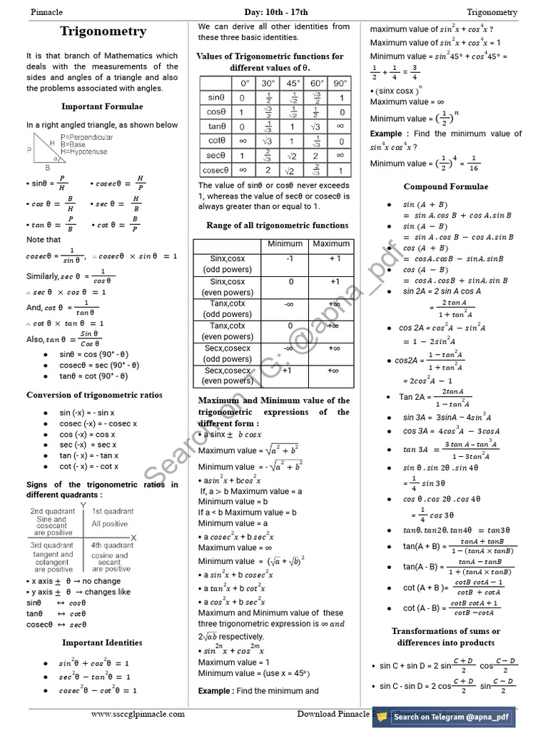 Trigo Pinnacle | PDF | Trigonometric Functions | Euclidean Plane Geometry