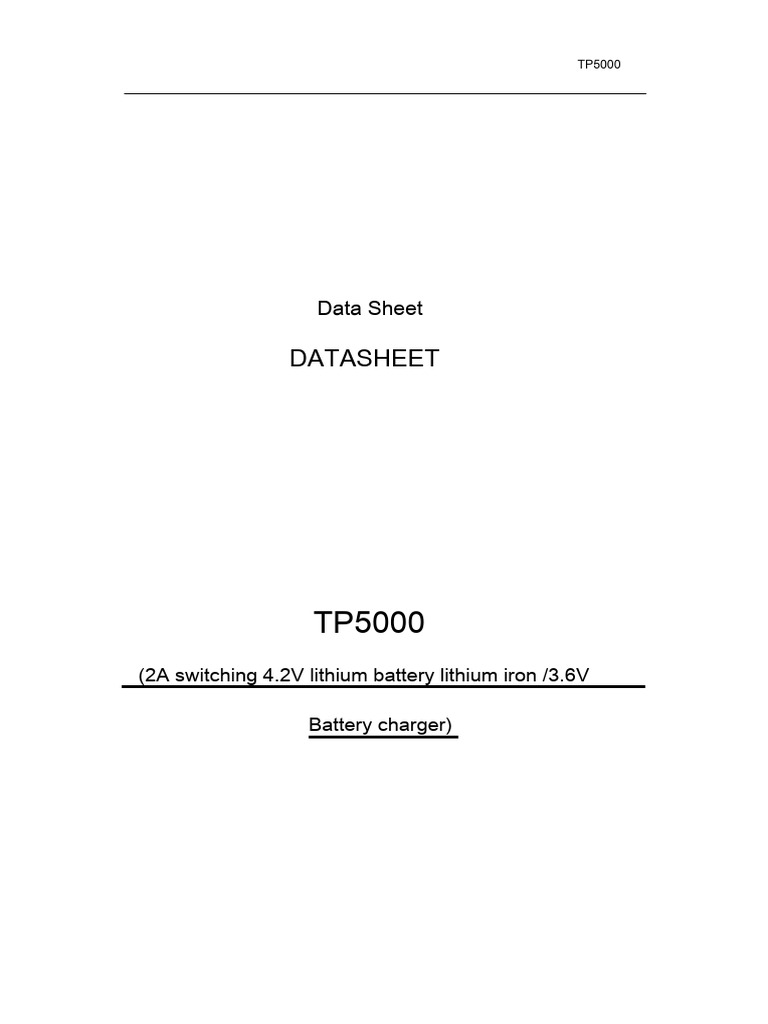 TP5000 Lithium Battery Charger Datasheet | PDF | Battery Charger ...