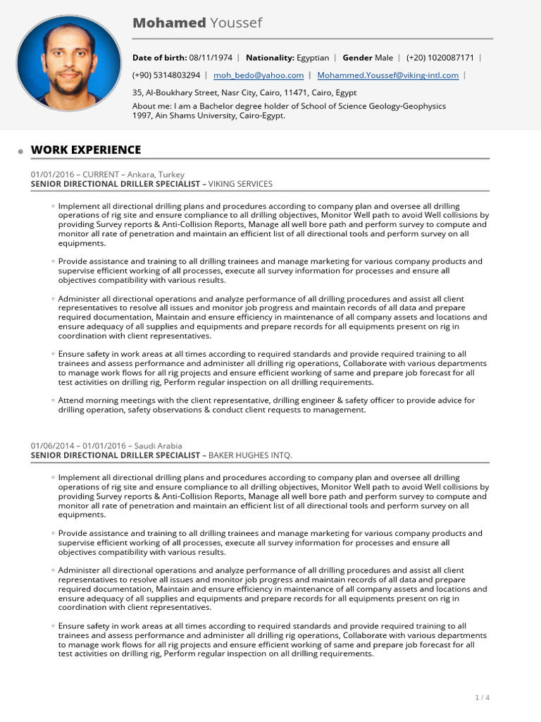 CV-Europas Mohamed Youssef Youssef | PDF | Oil Well | Regulatory Compliance