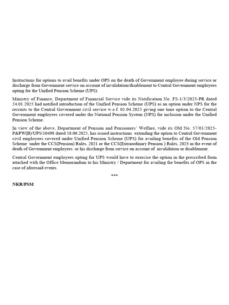 PIB2137447.pension Altering From OPS To UPS | PDF