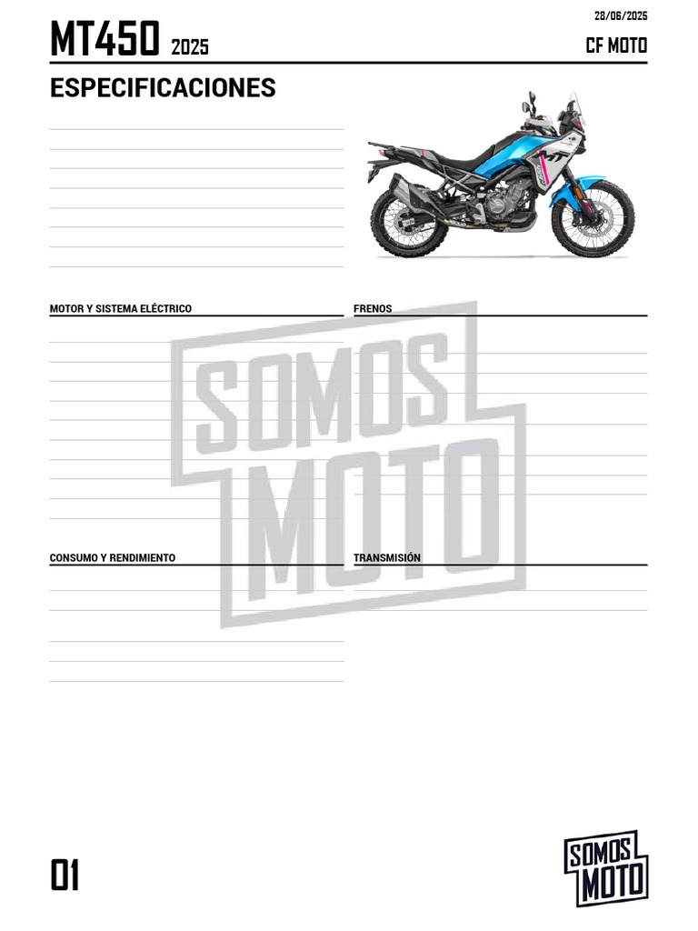 Ficha Técnica MT450 2025 | PDF | Motocicleta | Vehículo de motor