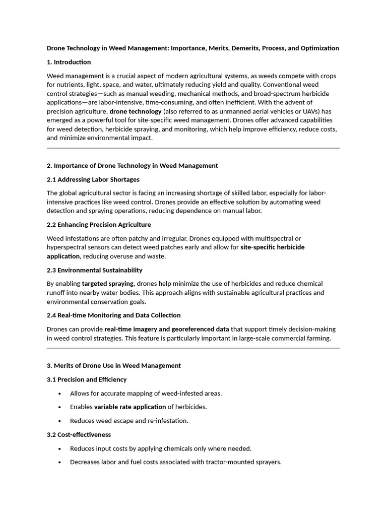 Drone Technology in Weed Management | PDF | Unmanned Aerial Vehicle ...
