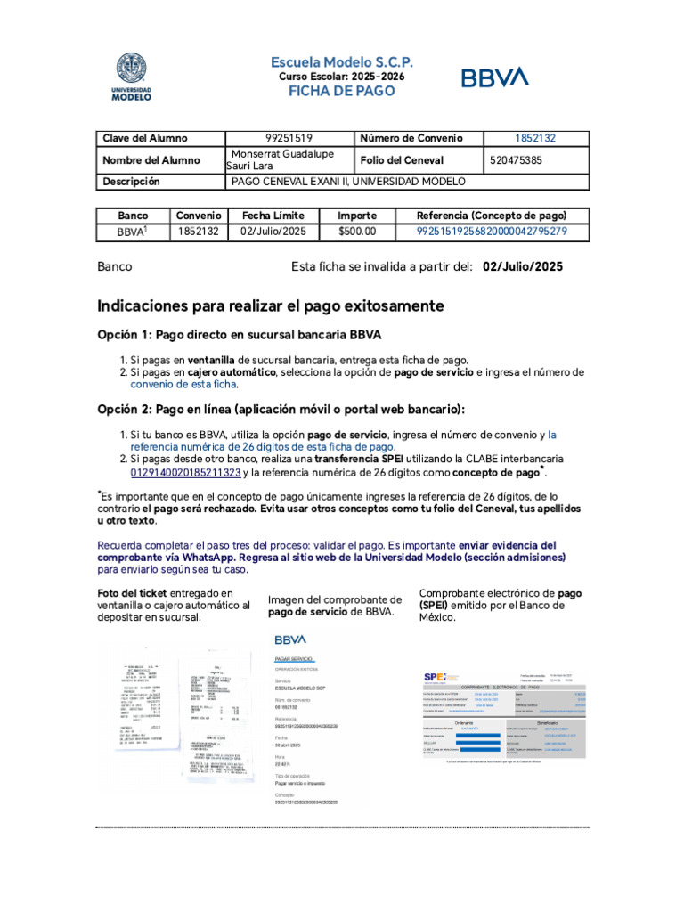 Instrucciones de Pago CENEVAL 2025-2026 | PDF