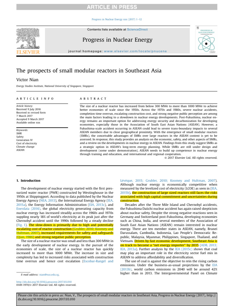 Small Modular Reactors in ASEAN | PDF | Nuclear Power | Nuclear Reactor