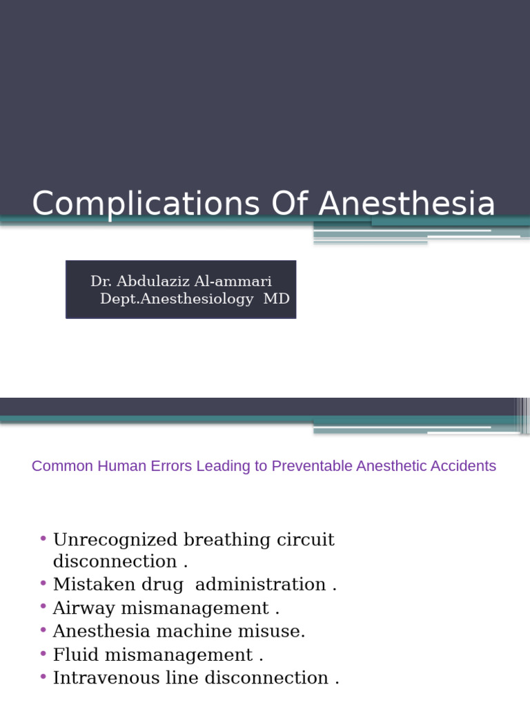 Complications of Anesthesia | PDF | Anesthesia | Medical Specialties