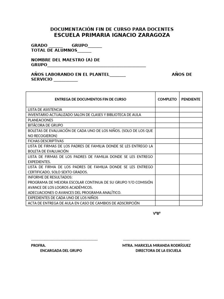 Documentación Fin de Curso Docentes | PDF