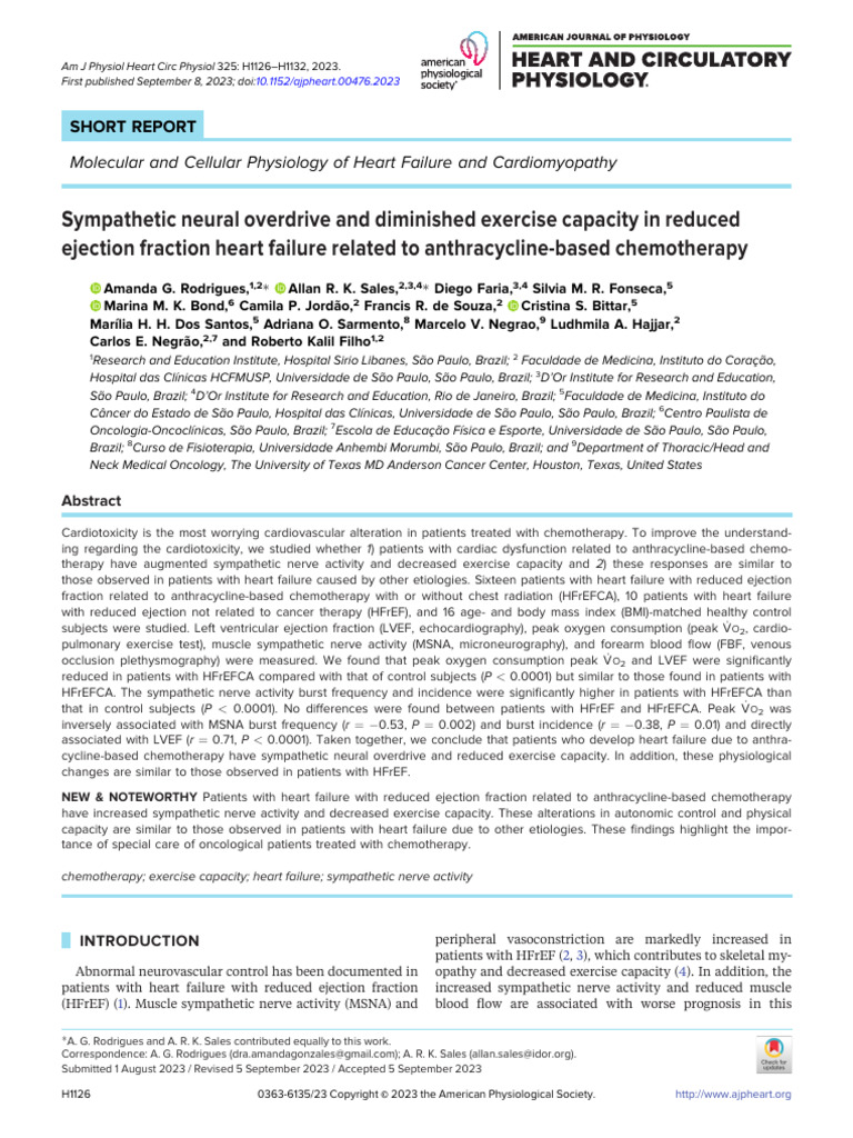 Rodrigues Et Al 2023 Sympathetic Neural Overdrive and Diminished ...