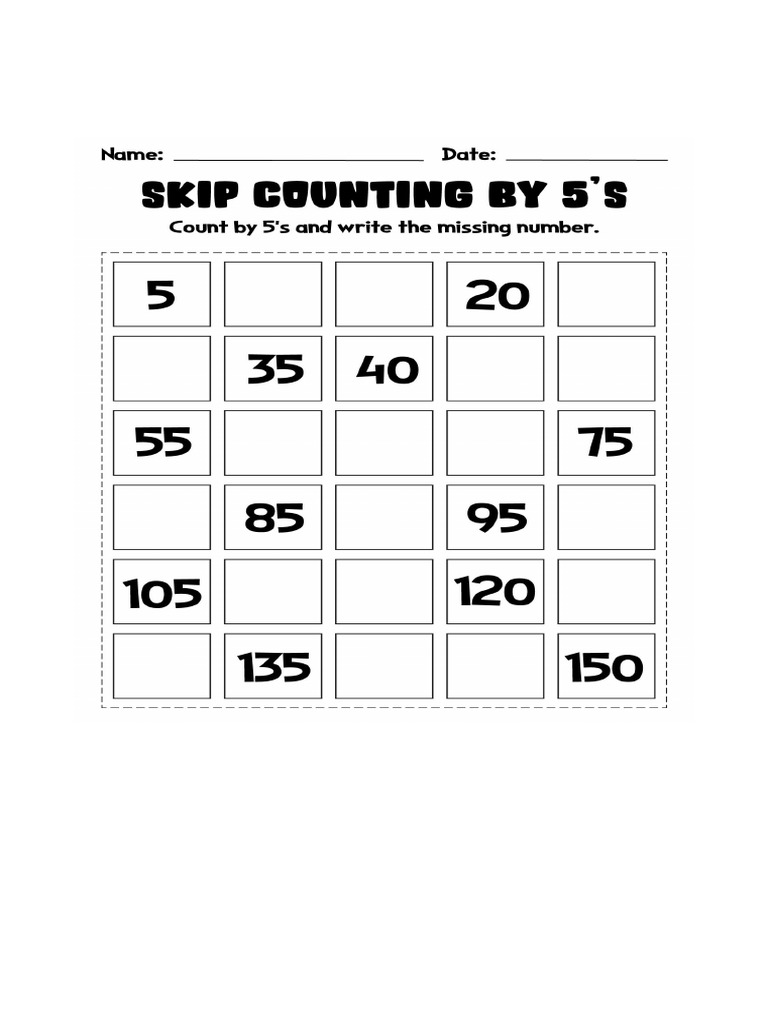 Skip Counting by 5 Worksheets 151697.Jpg | PDF