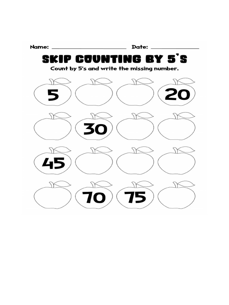 Counting by 5s Worksheets Kindergarten 151698.Png | PDF