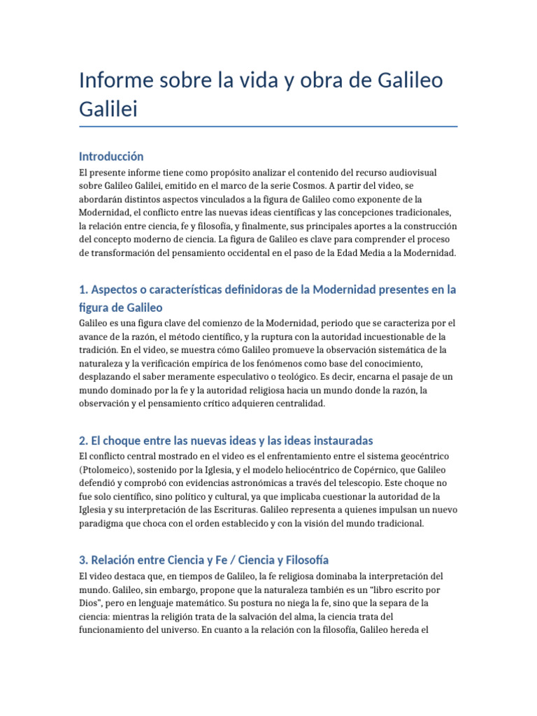 Vida y legado de Galileo Galilei | PDF | Galileo Galilei | Science