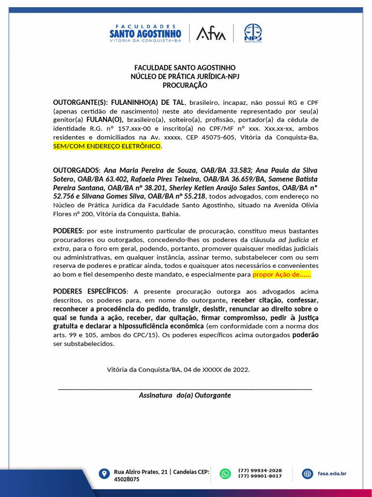 Procuração para Idoso Incapaz | PDF