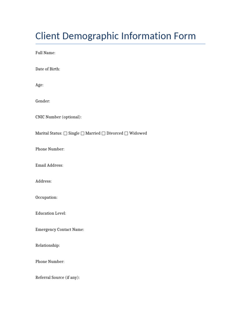 Demographic Form | PDF