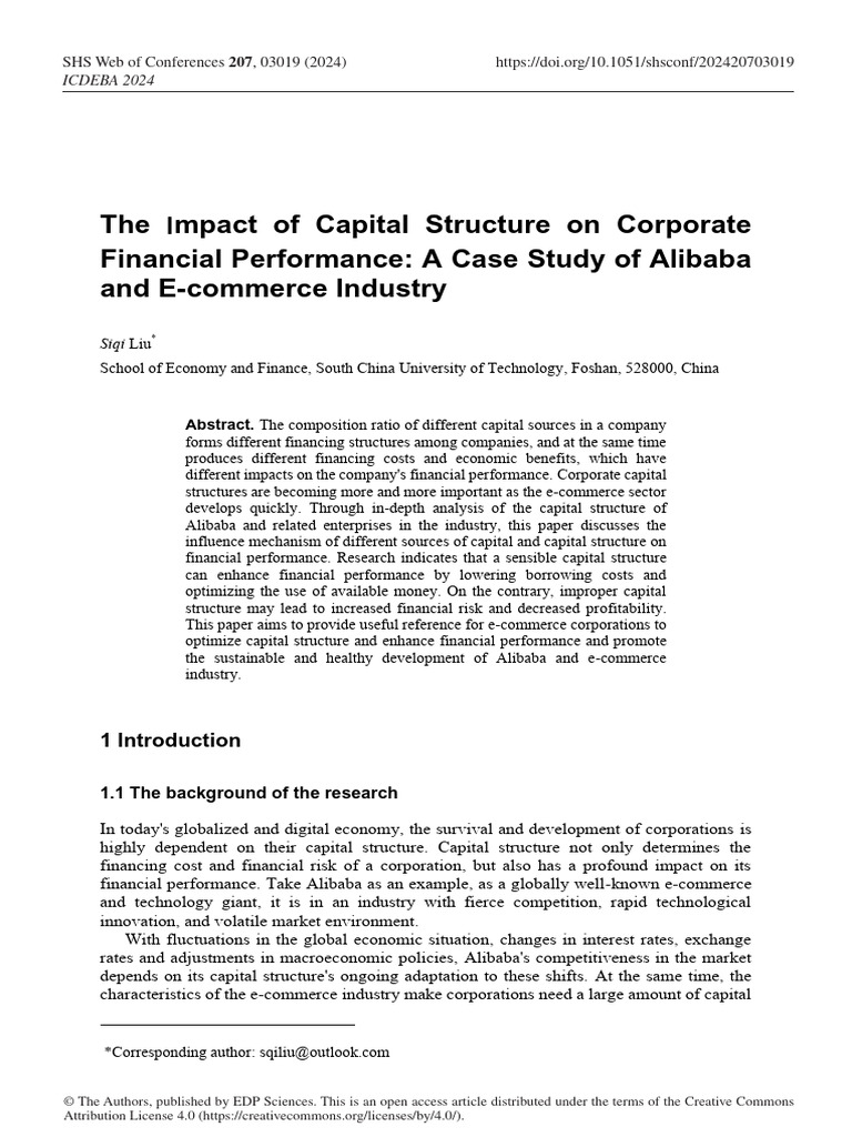 The Impact of Capital Structure On Corporate Finan | PDF | Capital ...