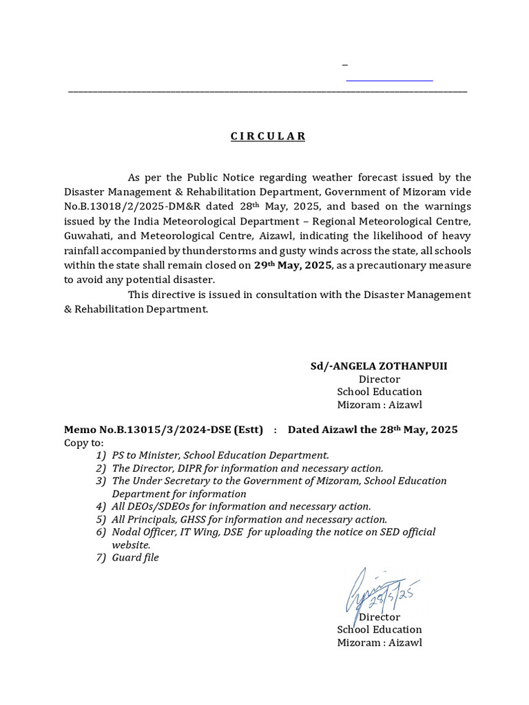 CIRCULAR Closing Schools | PDF