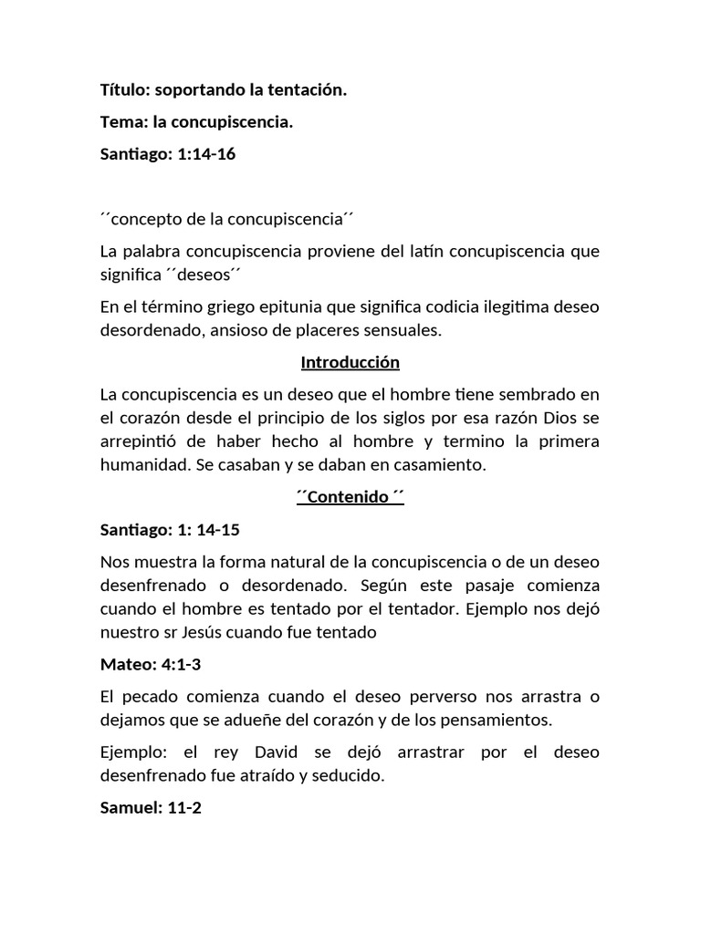 Significado y lucha contra la concupiscencia | PDF | Tentación | Pecado
