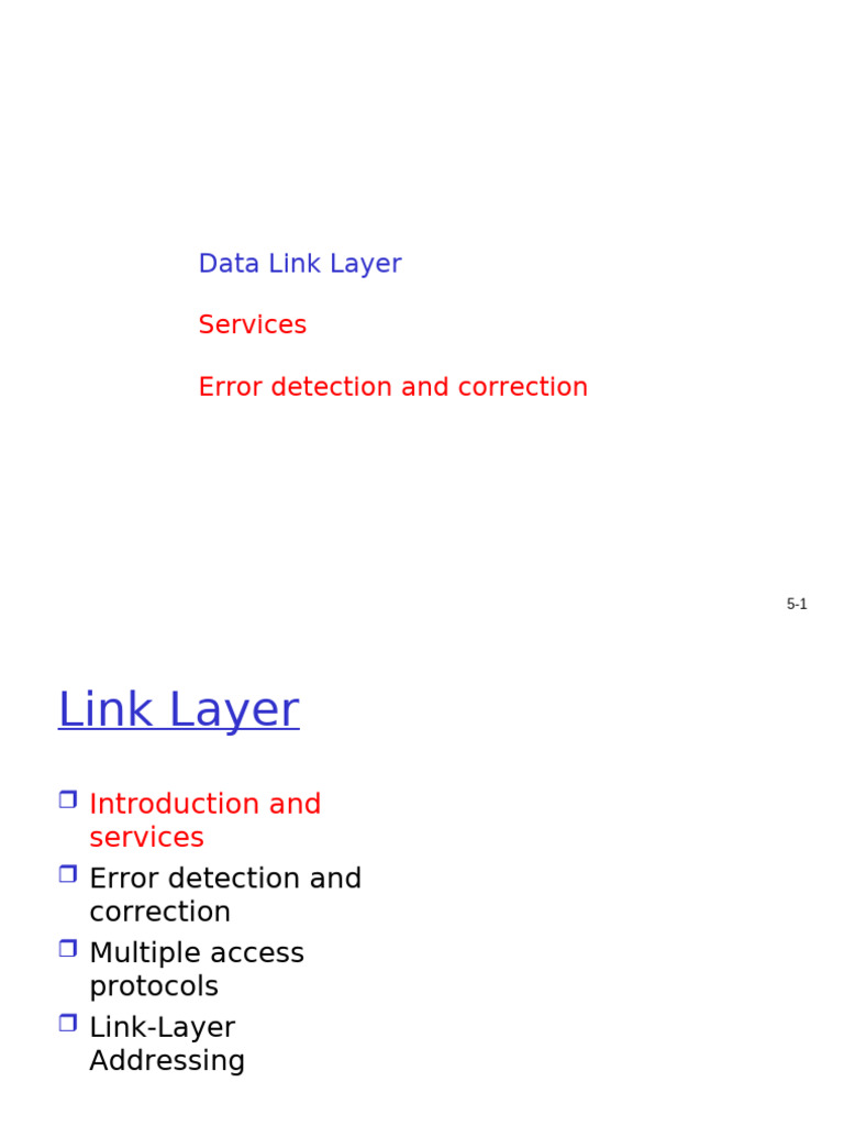 13 Data Link Layer Link Error Detection 05052025 090227am | PDF | Error Detection And Correction ...