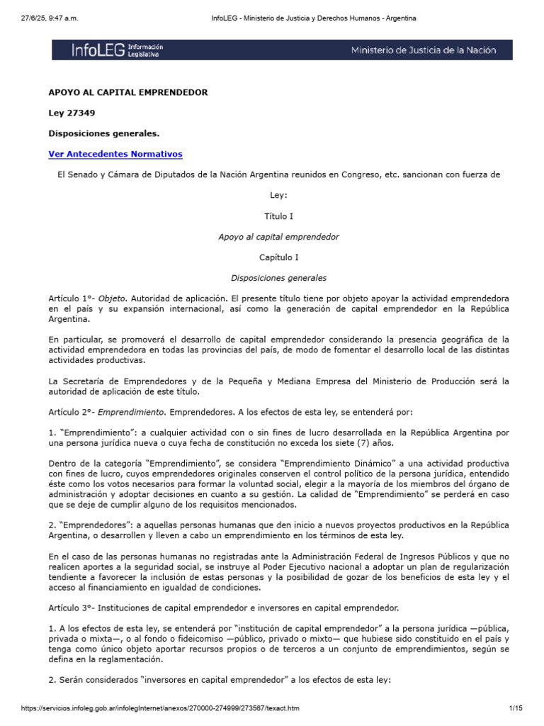 Ley de SAS Argentina | PDF | Iniciativa empresarial | Capital de riesgo