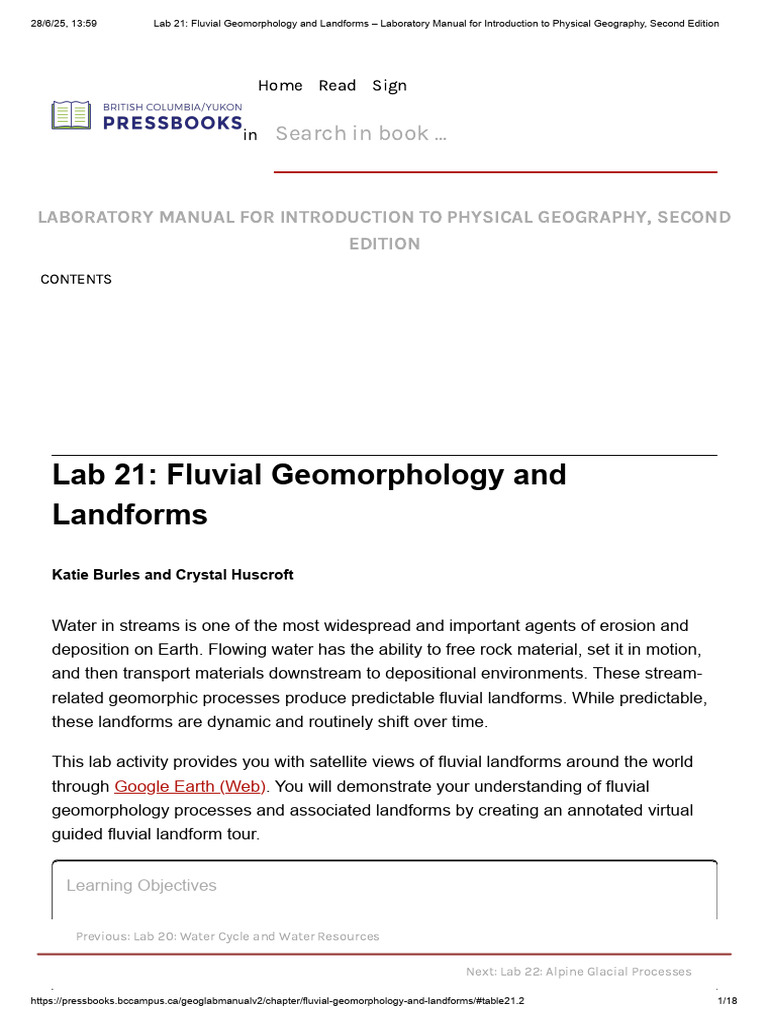 Fluvial Geomorphology Lab Manual | PDF | Stream | Geomorphology
