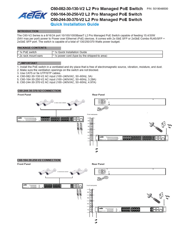 C60-V2 Series - QIG - 241028 | PDF | Network Switch | Networking Standards