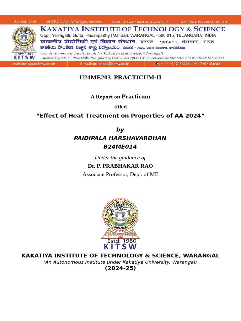 Emm Final Report Harsha | PDF | Heat Treating | Alloy