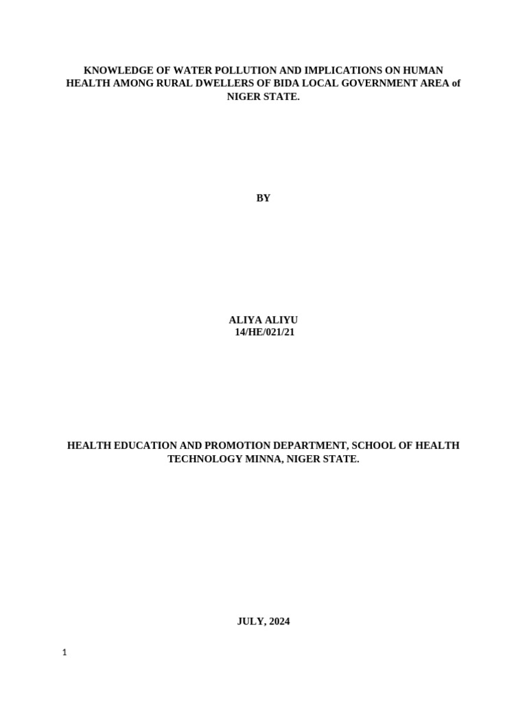 Aliya On Water Pollution 1-5 | PDF | Drinking Water | Water Pollution