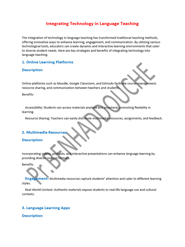 Technology in Language Teaching Strategies | PDF | Multimedia ...