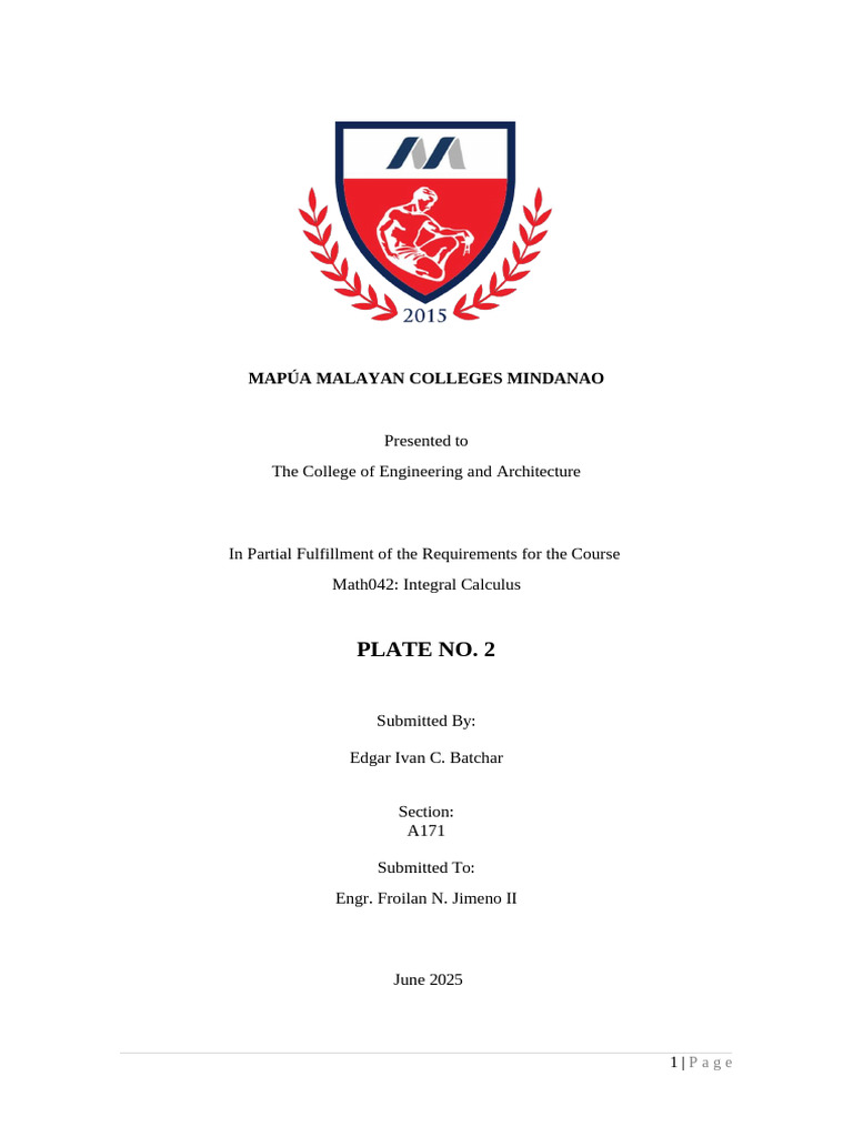 Integral Calculus Project Submission | PDF