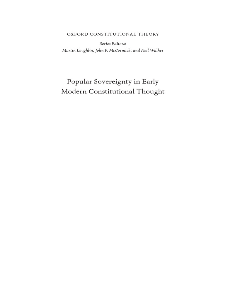 Popular Sovereignty in Early Modern Constitutional Thought | PDF ...